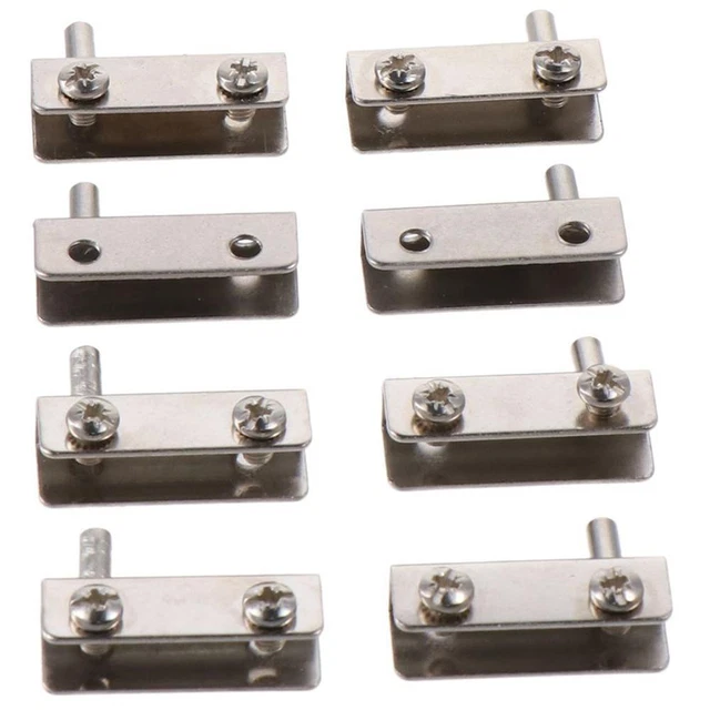 4 PAIRS IRON Glass Clamp Silver Pivot Hinge for Free-Swinging Glass Door EUR 8,99 - PicClick FR