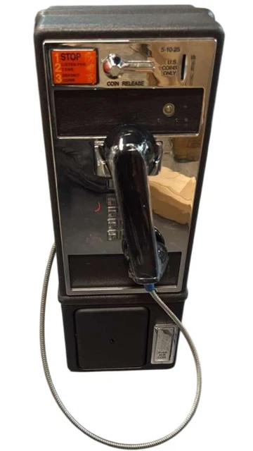 NOS WALL MOUNT Electric Payphone Phone Booth Coin Push Button Chrome ...