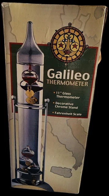 ACU-RITE GALILEO GLASS Thermometer 12.25" w/ Chrome Stand Great Gift ...