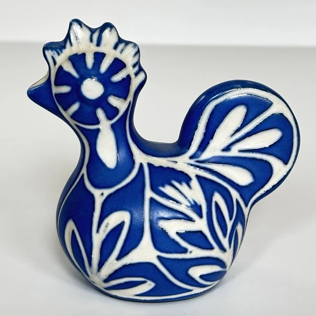 VINTAGE PABLO ZABAL Ceramic Blue and White Cockerel Chicken Pottery ...