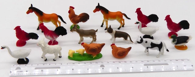 LOT OF ASSORTED Farm Animal Figure Toy Goose Horse Goat Dog Chicken Cow ...