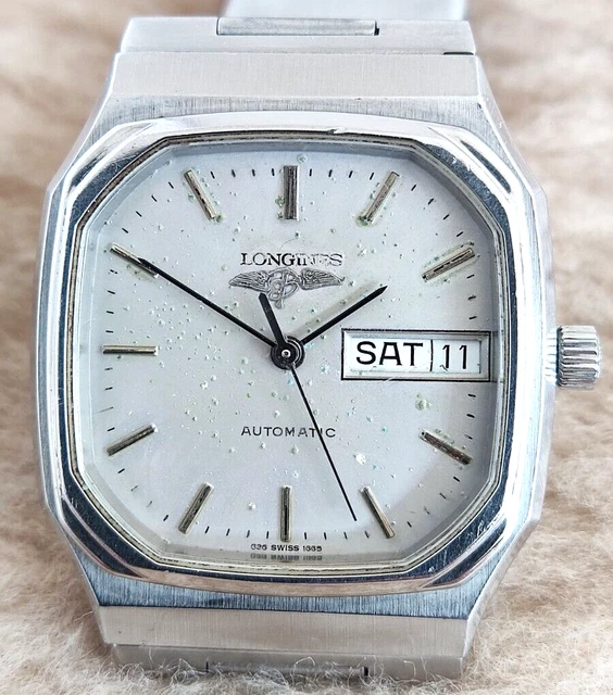 OROLOGIO DA UOMO LONGINES Rettangolare GIORNO & DATA 1665 Automatico St ...