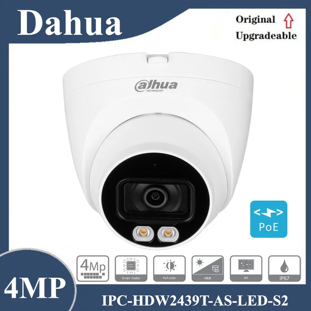 TELECAMERA IP DI rete Dahua IPC-HDW2439T-AS-LED-S2 4MP Full Color Dome Smart Light EUR 115,90 ...