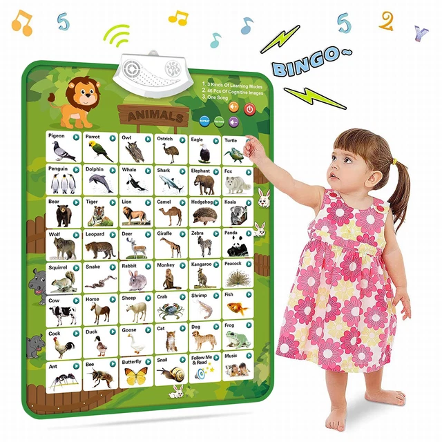 ELECTRONIC ALPHABET CHART Poster Smart Sound Animals Wallchart for Kids ...