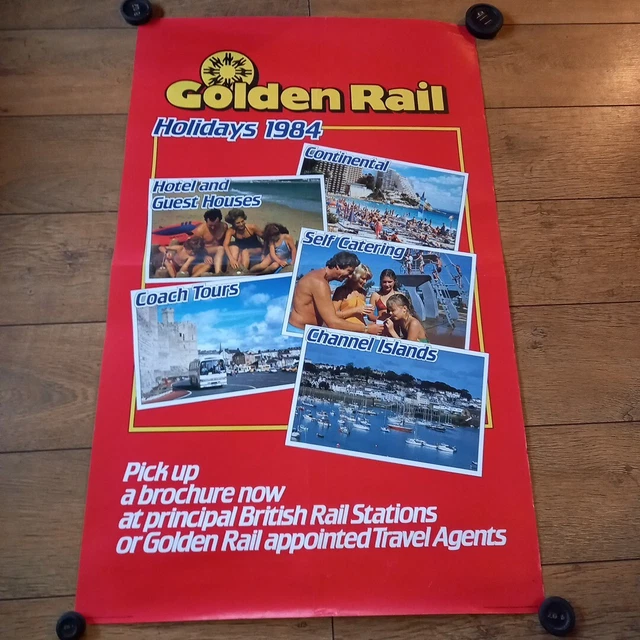 RARE BRITISH RAILWAYS Poster, Golden Rail Holidays 1984 £29.99 ...