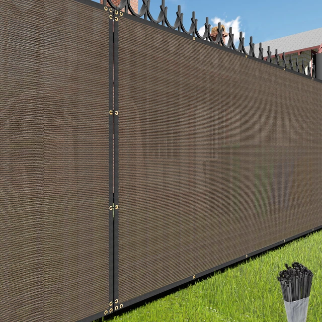 BROWN 1 FT Privacy Fence Screen Windscreen Mesh Shade Cover Garden ...