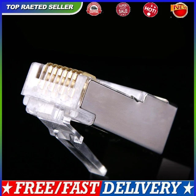 CAT6 CRYSTAL RJ45 Modular Network Connector Adapter w/Metal Shield ...