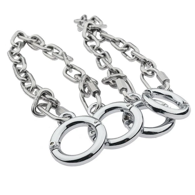 STAINLESS STEEL ADJUSTABLE Toe Cuffs Shackle Manacles Lock With Chain ...
