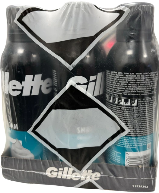 GILLETTE SENSITIVE SHAVE Foam Original Scent 200ml Pack of 6 6156 £7.99 ...