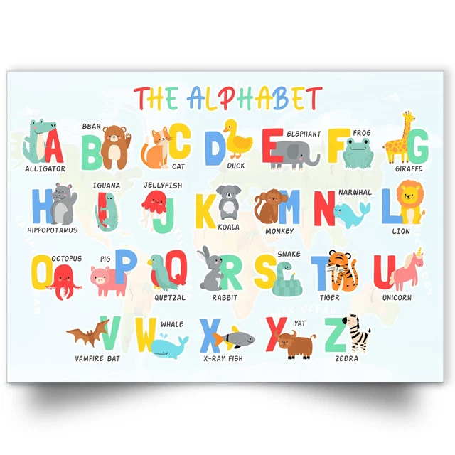 ALPHABET WALL CHART Educational Childrens Poster Homeschooling School A ...