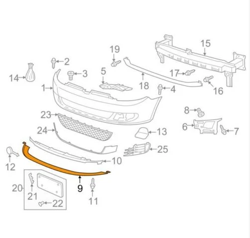 VW GOLF MK6 GTI Front Bumper Lower Spoiler 5K0805903B 9B9 NEW GENUINE £ ...