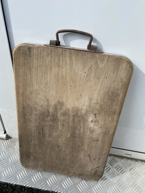 ANCIENNE PLANCHE A decouper billot bois poignee metal deco art ...