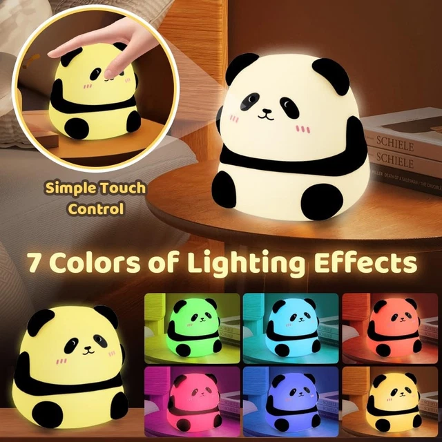 PANDA NIGHT LIGHT Kids, 3 Level Dimmable Cute Lamp Panda Silicone Night ...