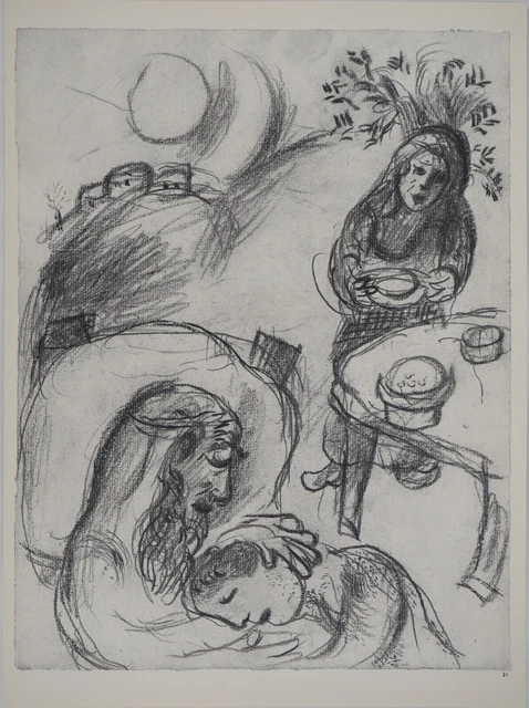 MARC CHAGALL: ISAAC and his son, heliogravure, 1960 £101.21 - PicClick UK