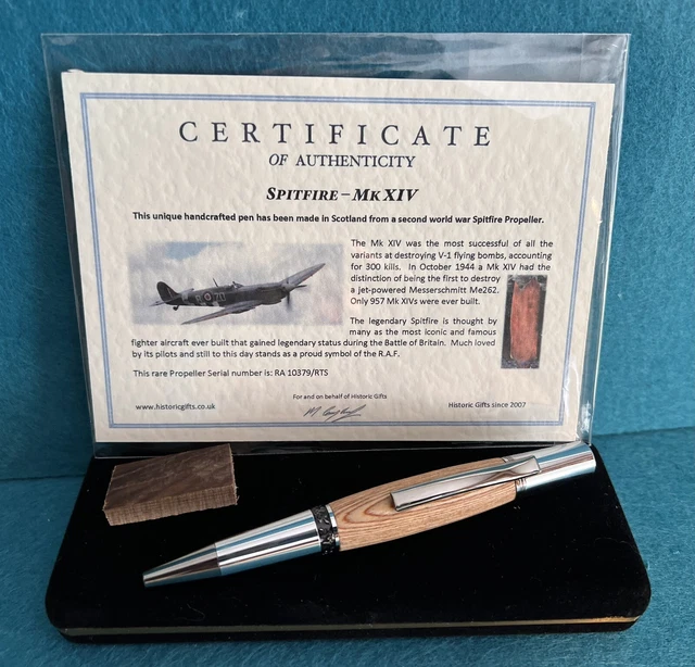 VINTAGE ORIGINAL SPITFIRE Mk XIV Propeller Pen in Box with Certificate ...