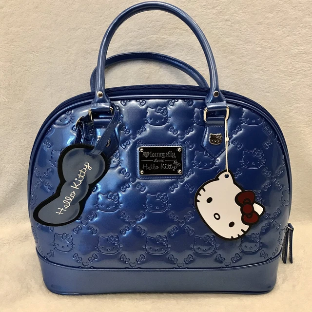 LOUNGEFLY LOVES HELLO Kitty Sanrio Embossed True Blue Patent Dome ...