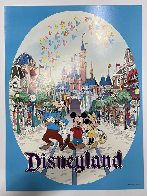 WALT DISNEY COMPANY Vintage Main Street USA Poster Mickey Minnie Goofy ...