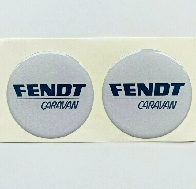 FENDT CARAVAN EMBLEM, x2 stickers, epoxy 56mm, 3D gel, side or front ...