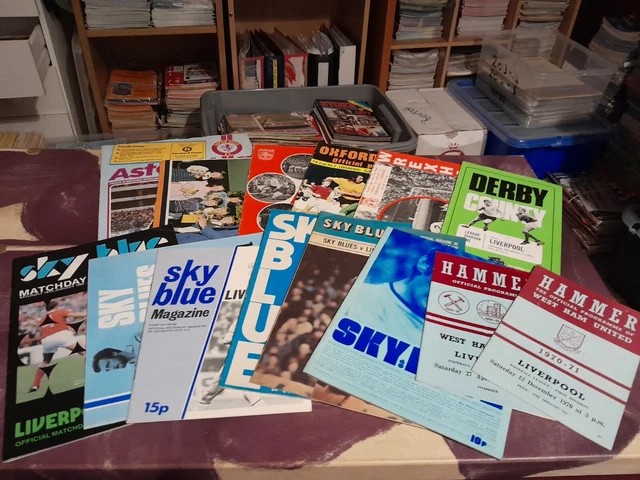LIVERPOOL AWAY FOOTBALL Programmes x 14 All 1970's All Listed Lot 6 £5. ...