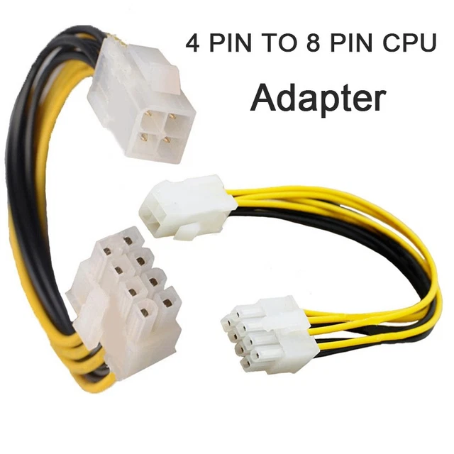 4-PIN TO 8-PIN ATX Motherboard CPU Power Supply Adapter Converter Cabl ...