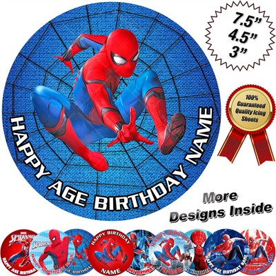 SPIDER-MAN PERSONALISED 8& Round Edible Cake Topper #1 £4.45 - PicClick UK