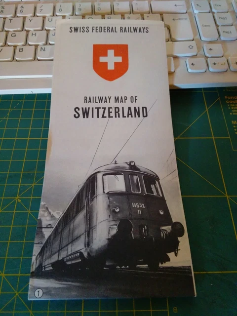 SWISS FEDERAL RAILWAYS Map Of Switzerland Switzer Bahn Railway Map £26. ...