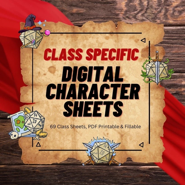 CLASS SPECIFIC CHARACTER Sheet Editable PDFs for Dungeons and Dragons ...