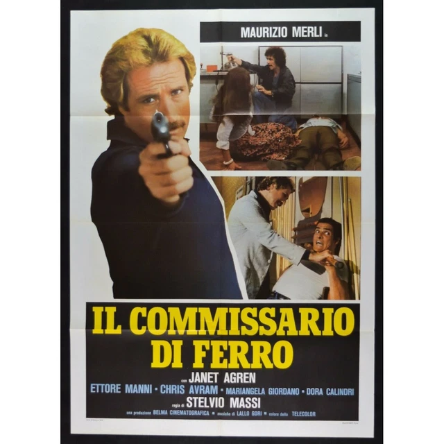 AFFICHE LE COMMISSAIRE DE FERRO Maurizio Merli Janet Agren Stelvio ...