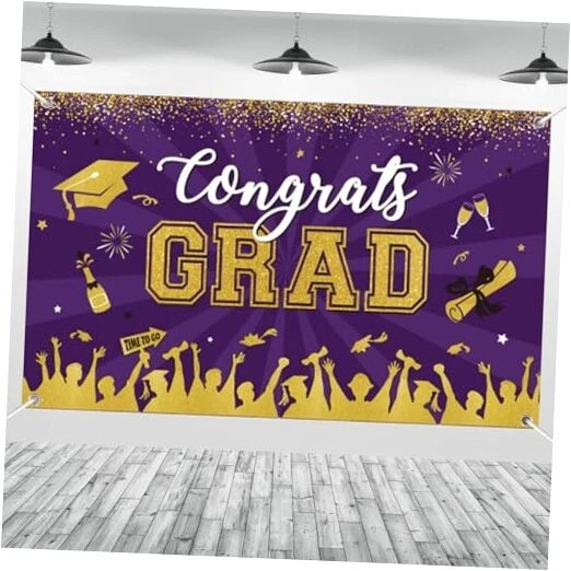 PURPLE GRADUATION BANNER 2025 Congrats Grad for Graduation Purple and ...