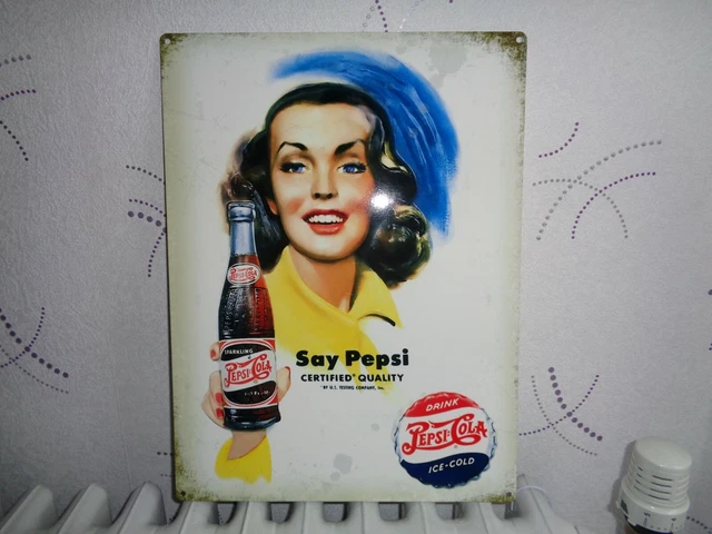 TOLE METAL PIN Up Say Pepsi Cola 30 X 40 Cms Non Plaque Emaillee ...