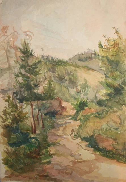 ANCIEN DESSIN AQUARELLE paysage forestier impressionniste EUR 73,69 - PicClick FR