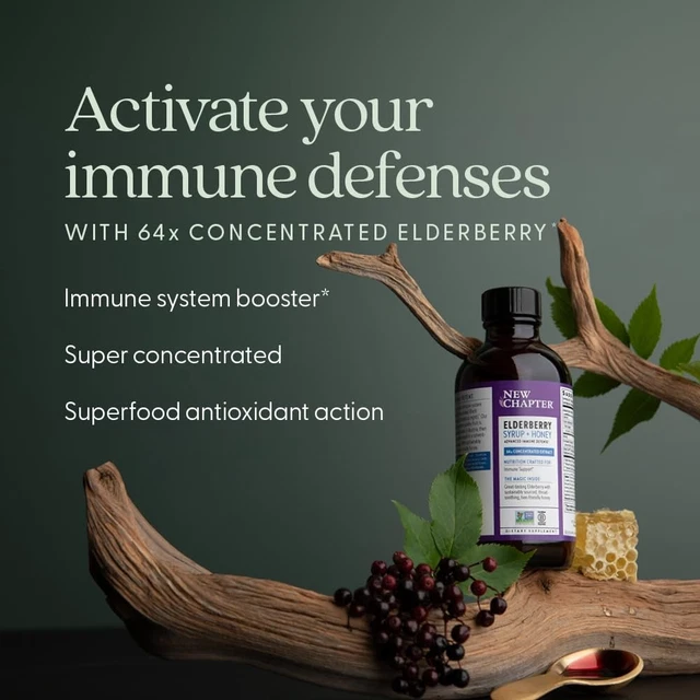 NEW CHAPTER ELDERBERRY Syrup 64x Concentrated Black Elderberry Immune ...