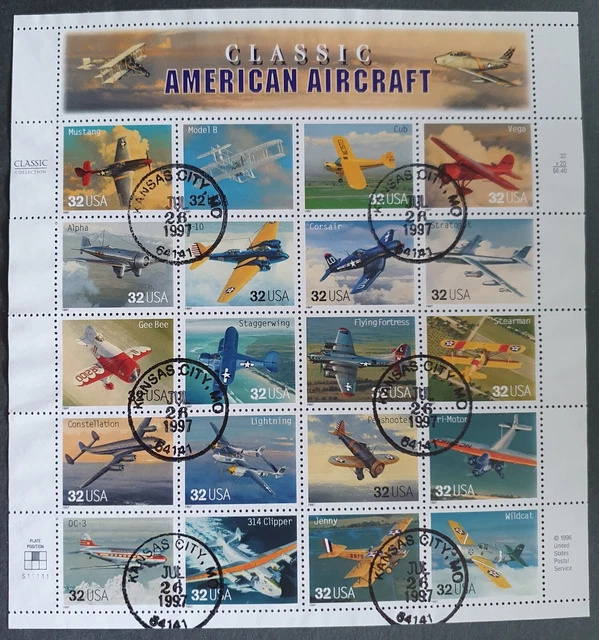 USA 1997 MI.2833-52 Sc.#3142 Cl. Am. Aircraft 20x32c Schmuckb. sauber ...