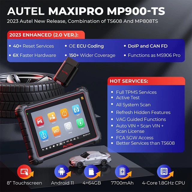 AUTEL MAXIPRO MP900-TS Profi KFZ OBD2 Diagnosegerät Scanner ECU Codierung TPMS EUR 1.059,00 ...