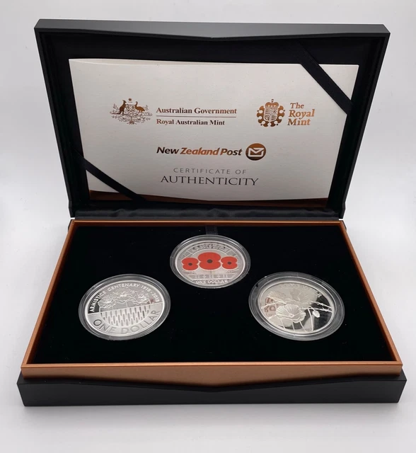 WW1 SILVER PROOF Poppy Remembrance Armistice Centenary 2018 Three Coin ...