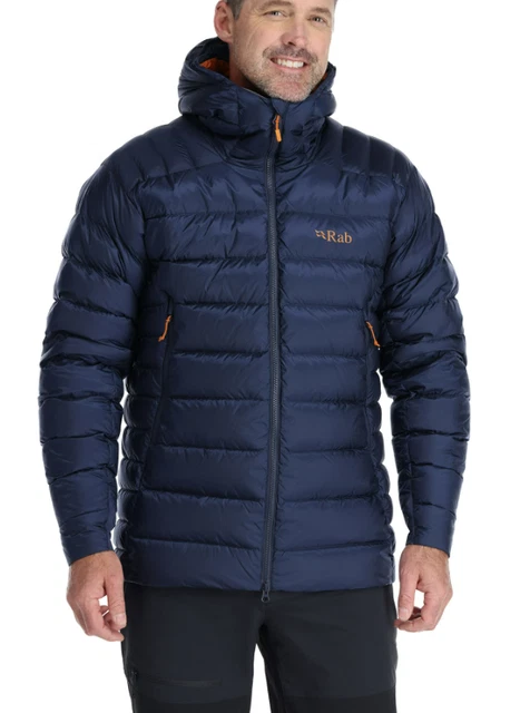RAB MENS DEEP Ink Blue Electron Pro Down Insulated Hooded Jacket Small ...