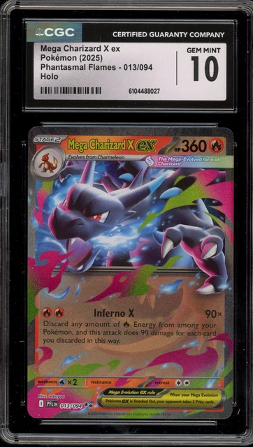 POKEMON MEGA CHARIZARD X ex Phantasmal Flames Double Rare #013 CGC 10 ...