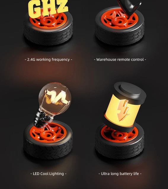 MINI RC 4WD Drift Car 1:64 Super Small RC High Speed Racing Cool Lights ...