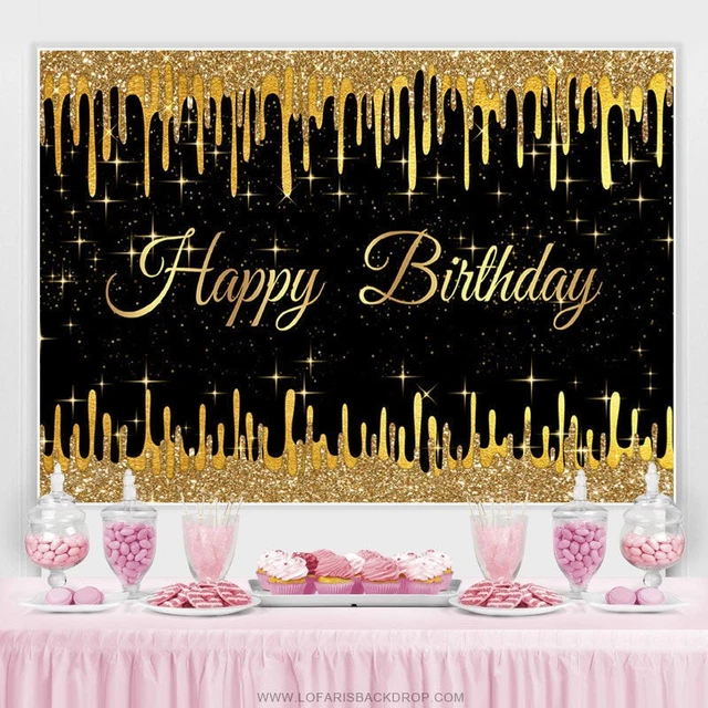 GOLD GLITTER STAR Black Happy Birthday Party Backdrop $37.87 - PicClick AU