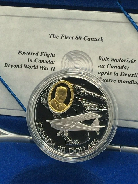 1995 CANADA $20 Sterling Silver Coin Aviation The Fleet 80 Canuck $99. ...