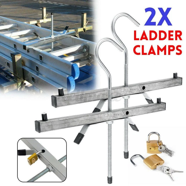 HEAVY DUTY LADDER Roof Rack Clamp Clamps 2 Locks Lockable Safe Ladders ...