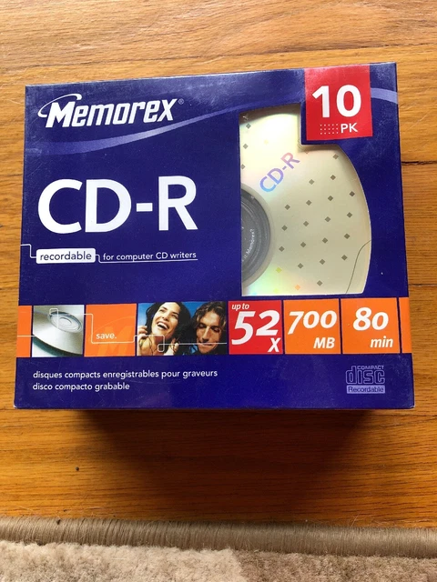 CD-R 10 PACK Memorex 52x 700MB 80 Min Data Music Cases New Sealed Pk ...