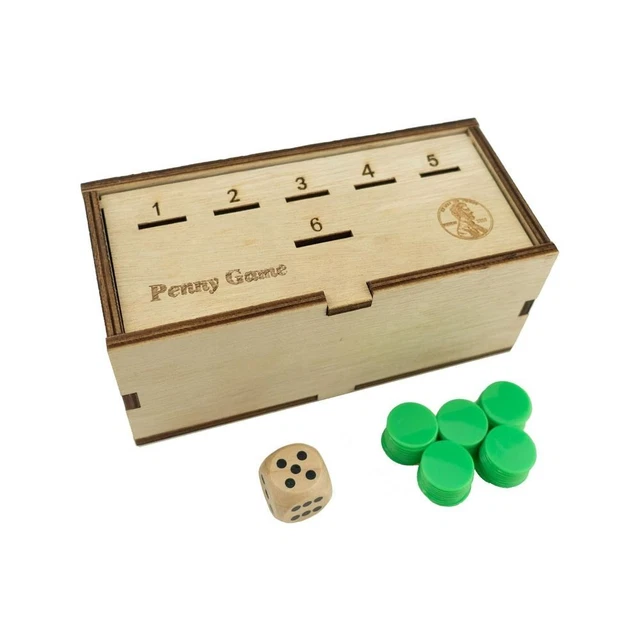 50 COINS WOODEN Coin Drop Game Game Box Penny Game Family Fun Board ...