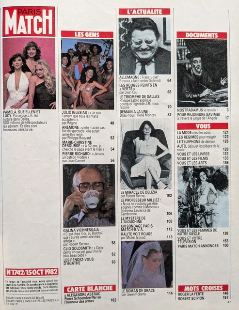 PARIS MATCH N° 1742 - 15/10/1982 - Dallas Triomphe EUR 2,50 - PicClick FR