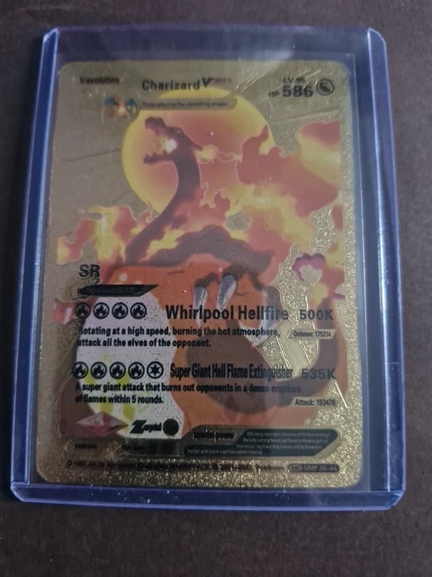 HELLFIRE CHARIZARD VMAX Gold Foil FanArt Pokémon Card HP 586 LP(-)/MP++ ...