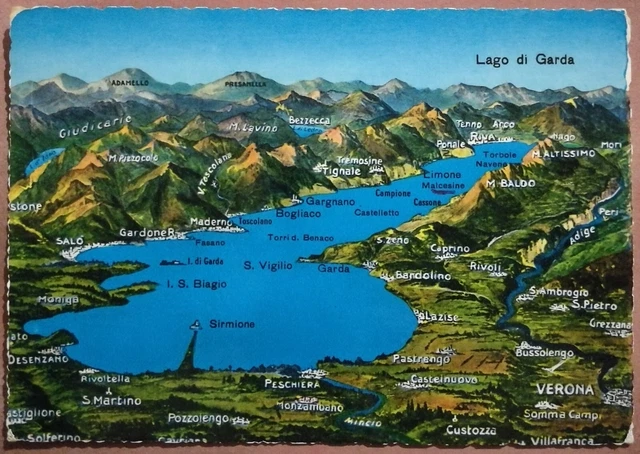 LAGO DI GARDA - Mappa Map Cartina 1971 Timbro: Risparmio Postale EUR 2 ...