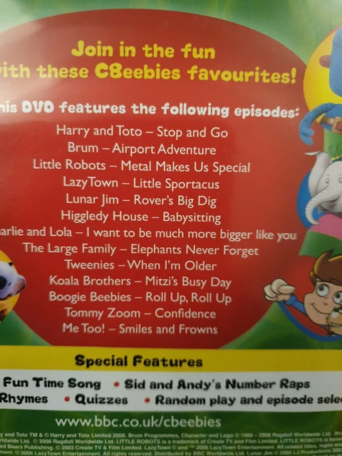 CBEEBIES BIG FUN Time Dvd Kids Brum / Little Robots / Lunar Jim / Tommy ...