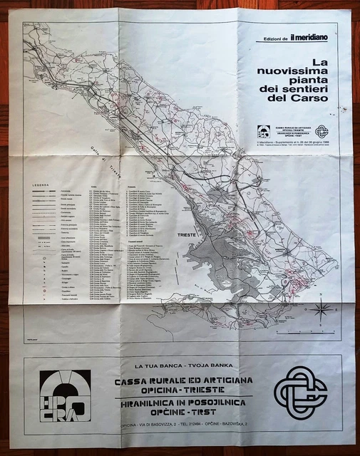 MX16 - 1988 - TRIESTE - Pianta dei sentieri del Carso - Mappa EUR 6,00 ...