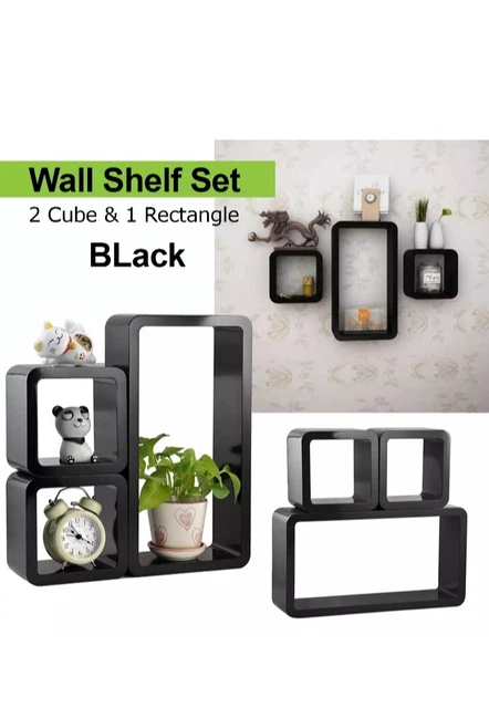 HYGRAD BUILT TO SURVIVE Set of 3 Cube Rectangle Wall Mounted Floating ...