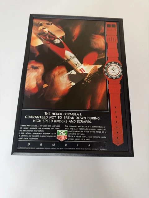 FRAMED ORIGINAL TAG Heuer Watch F1 Formula One Magazine Advert Marlboro ...
